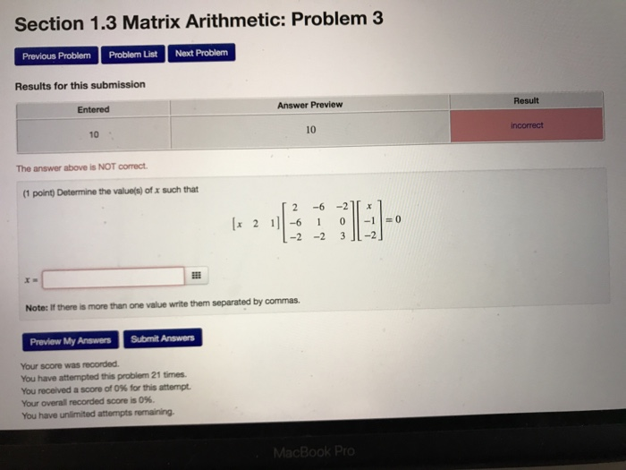 Solved Section 13 Matrix Arithmetic Problem 3 Previous 4389