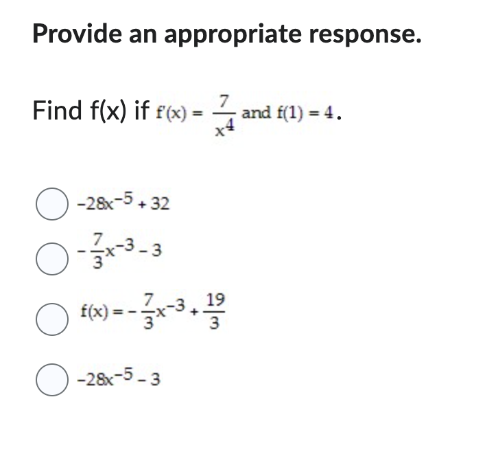 Solved Provide an appropriate response. Find f(x) if | Chegg.com