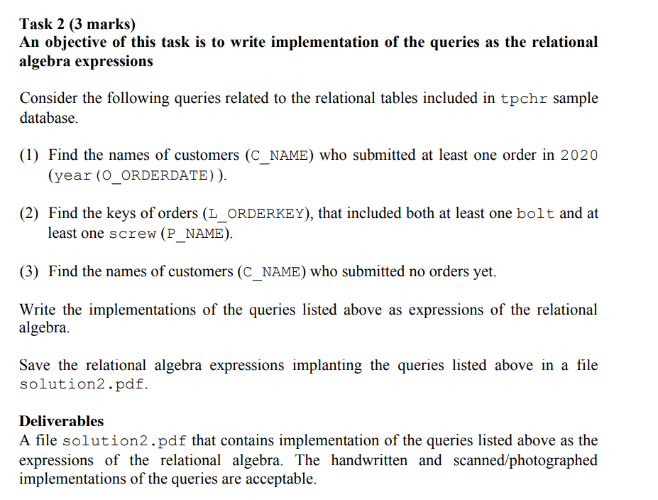 Solved TPC-HR benchmark database ID LINEITEM L_QUANTITY | Chegg.com