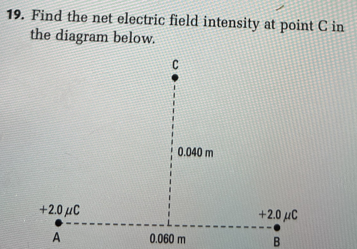 Solved 19. Find the net electric field intensity at point C | Chegg.com