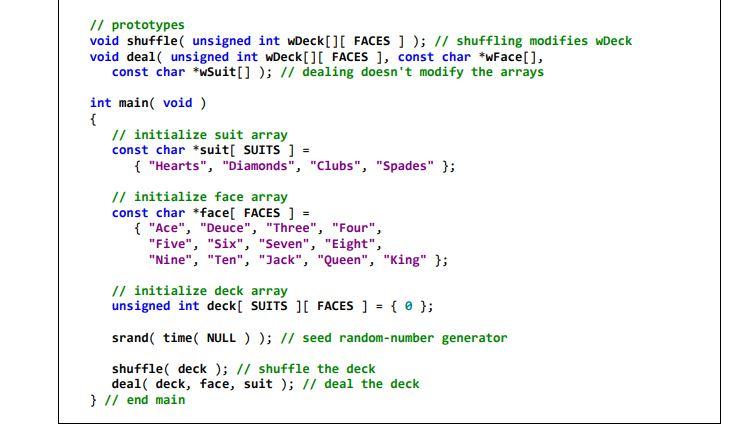 EEL 2880 HW6. Shuffle and Print a Deck, plus Play | Chegg.com