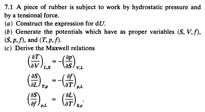 Solved A piece of rubber is subject to work by hydrostatic | Chegg.com