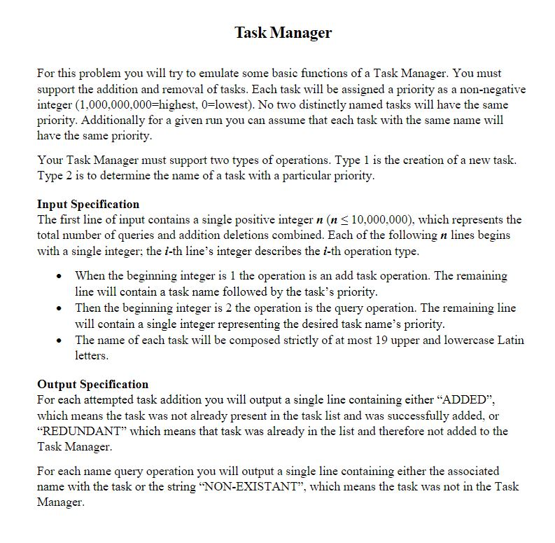 Solved IN C PROGRAMMING LANGUAGE TASK MANAGER USING AVL TREE | Chegg.com