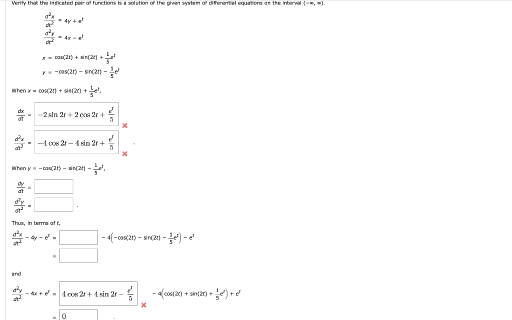 Solved Verify that the indicated pair of functions is a | Chegg.com