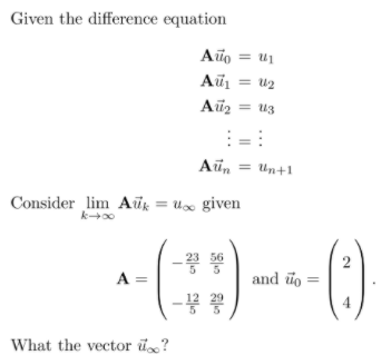 Solved Given the difference equation AT = u Auj = 12 Aū2 = 3 | Chegg.com