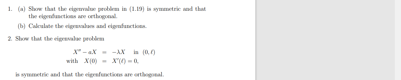 Solved 1 3 2 Non Symmetric Eigenvalue Problems First