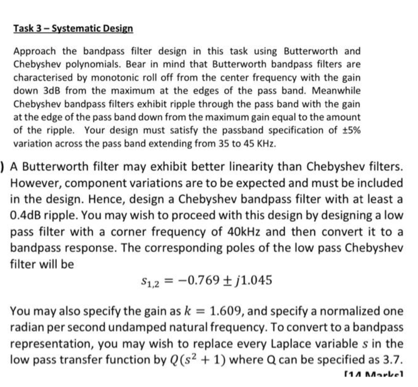 Solved Please provide the equitions and steps to design a | Chegg.com