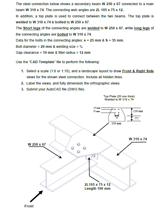 Solved The steel connection below shows a secondary beam W | Chegg.com