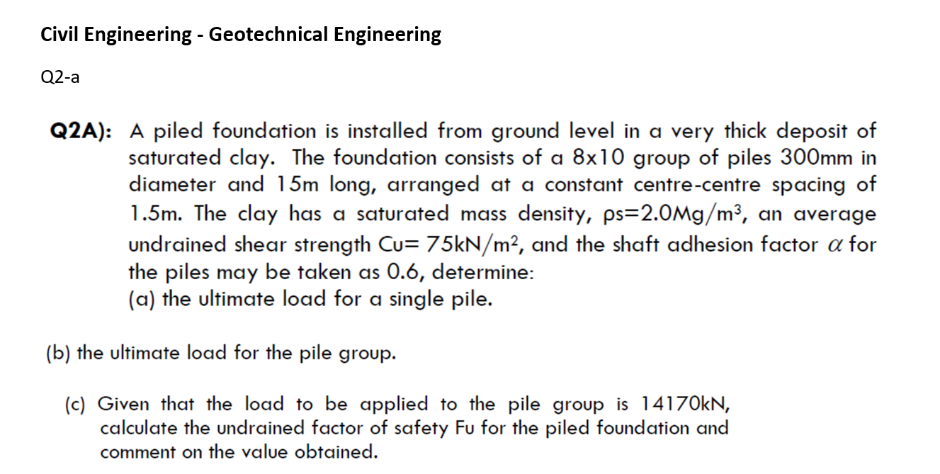 Solved Civil Engineering - Geotechnical Engineering Q2-a | Chegg.com