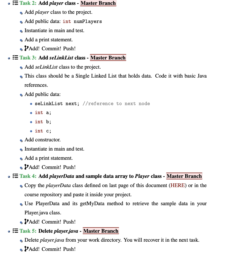 - :三 Task 2: Add player class - Master Branch - Add | Chegg.com