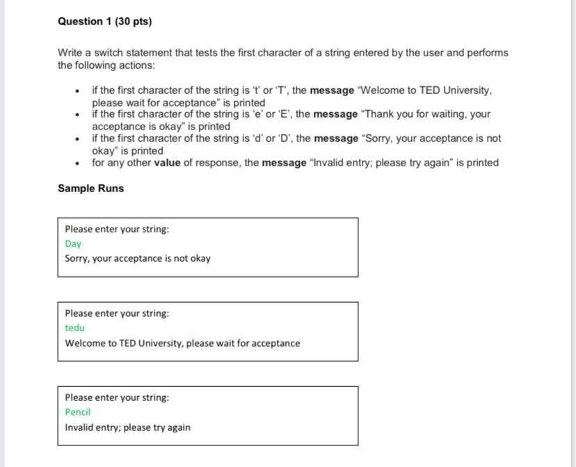 Solved Question 3 (30 pts) Declare int variables named | Chegg.com Solved Question 3 (30 pts) Declare int variables named | Chegg.com