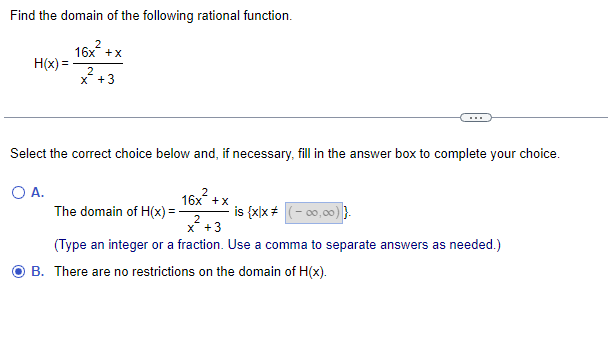 Solved Find the domain of the following rational | Chegg.com