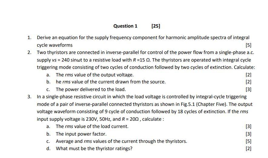 Solved 1. Derive an equation for the supply frequency | Chegg.com