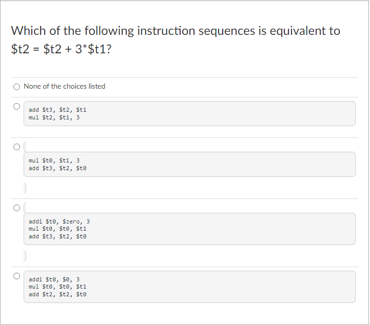 Solved Which of the following instruction sequences is | Chegg.com
