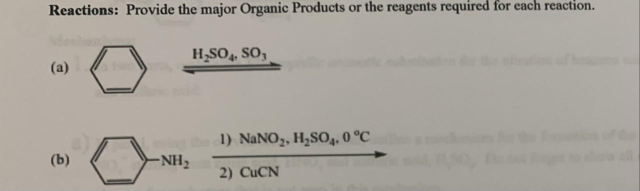 Solved Reactions: Provide the major Organic Products or the | Chegg.com
