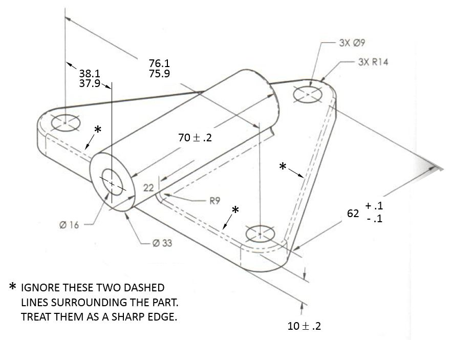 Solved Use AutoCAD to produce a 2D orthographic drawing of | Chegg.com