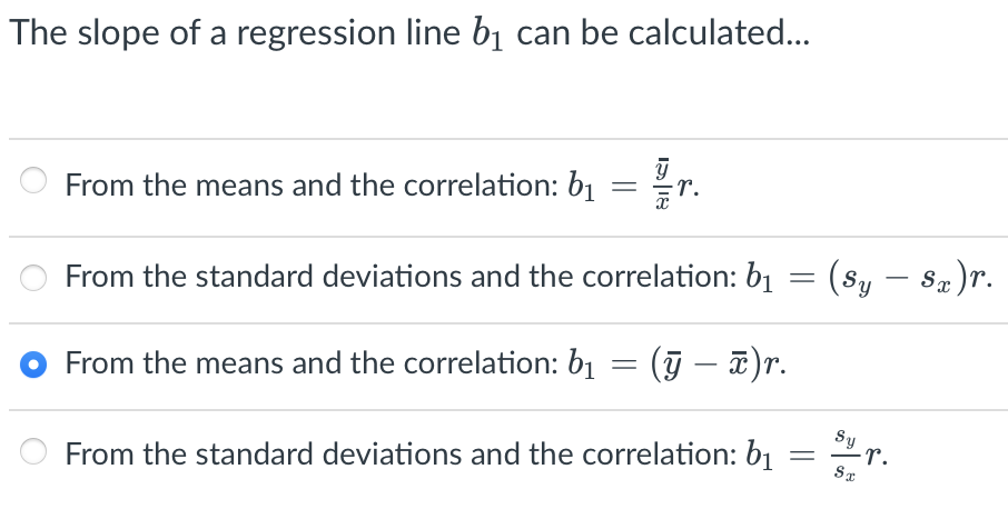 Solved The slope of a regression line by can be | Chegg.com
