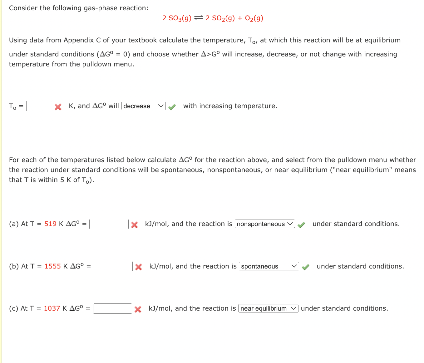 Consider the following gas-phase reaction: 2SO3( | Chegg.com