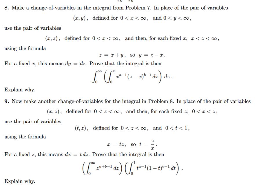 Solved 8. Make a change-of-variables in the integral from | Chegg.com