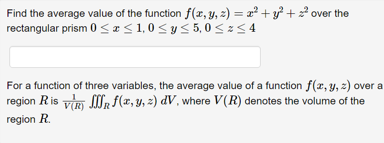 Solved Find the average value of the function | Chegg.com