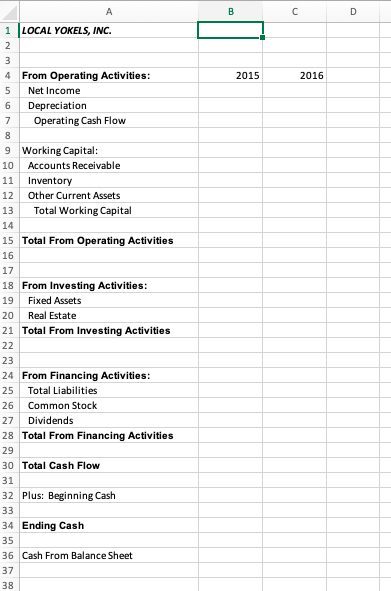 The cash figure for years 2015 and 2016 will be our | Chegg.com