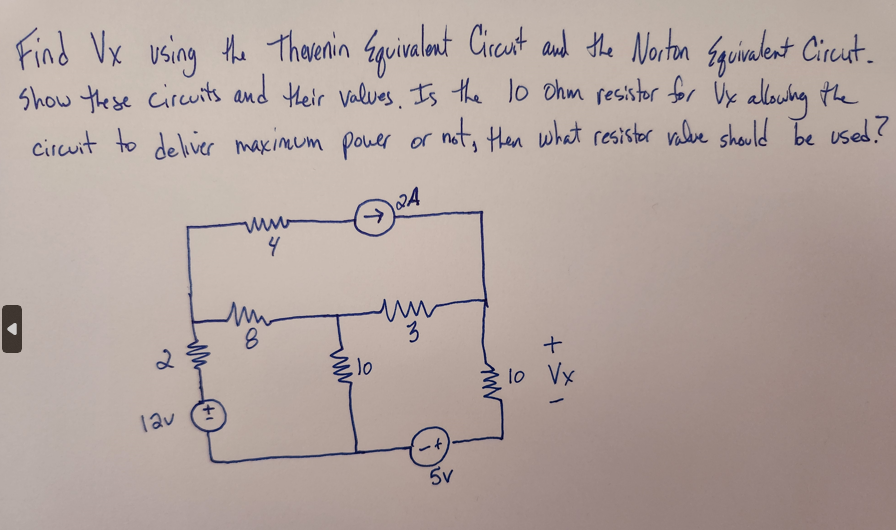 Solved Find Vx using the Thevenin Equivalent Gircuit aud the | Chegg.com