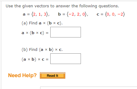 Solved Use the given vectors to answer the following | Chegg.com