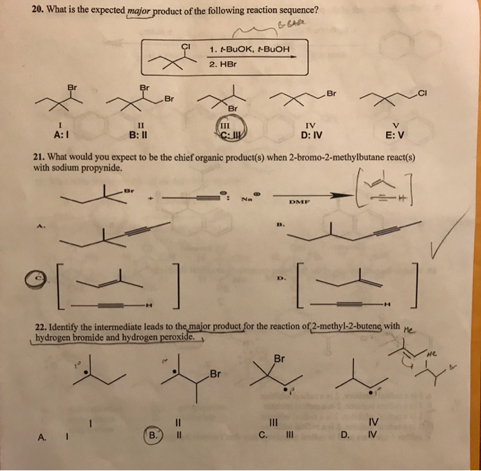 Solved 20. What is the expected major product of the | Chegg.com