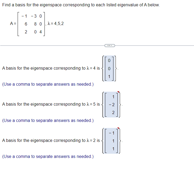 Solved Find a basis for the eigenspace corresponding to each | Chegg.com
