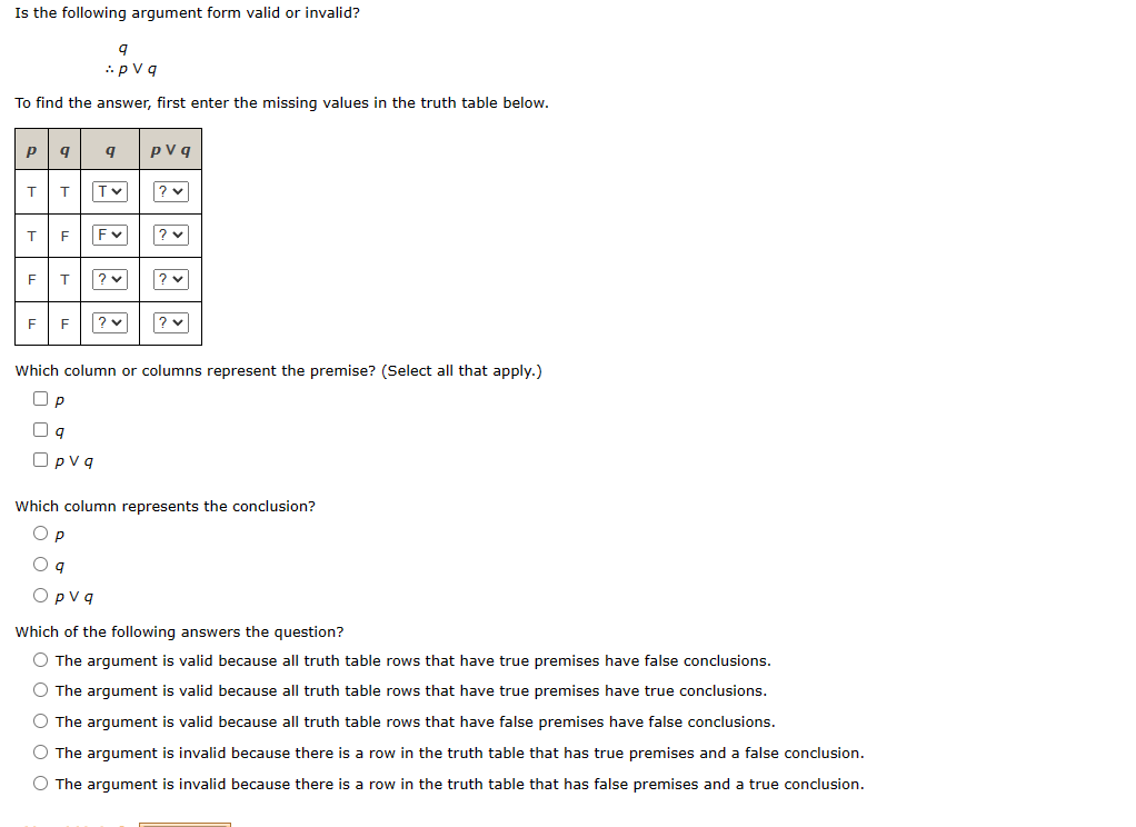 Solved Is the following argument form valid or invalid? | Chegg.com
