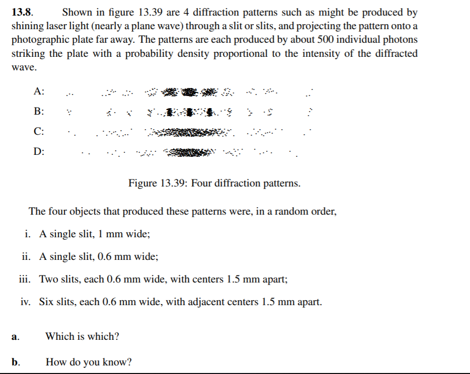 Solved 13.8. Shown in figure 13.39 are 4 diffraction | Chegg.com