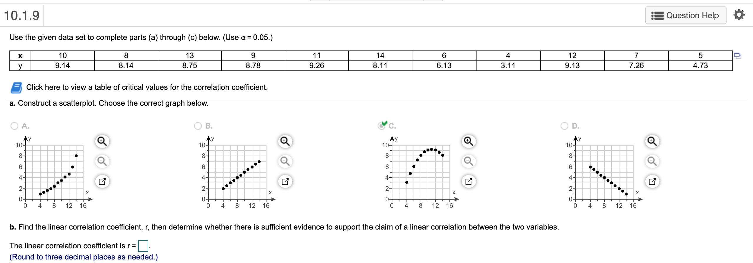Solved 10 1 9 Question Help Use The Given Data Set To