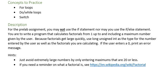 Solved Concepts to Practice For loops Do/while loops Switch | Chegg.com
