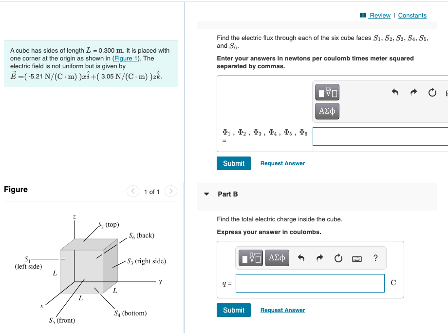 Solved Find the electric flux through each of the six cube | Chegg.com