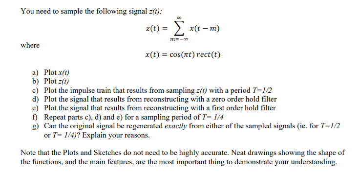 Solved You need to sample the following signal z(t) : | Chegg.com