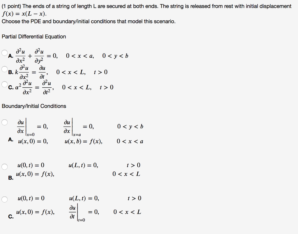 Solved (1 point) The ends of a string of length L are | Chegg.com