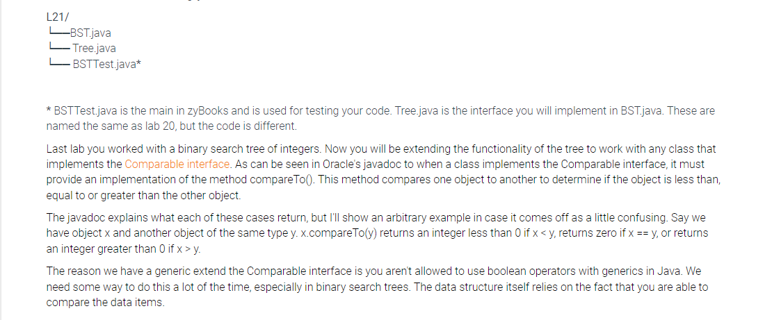 Solved L21/ LBST.java -Tree.java BSTTest.java* * | Chegg.com
