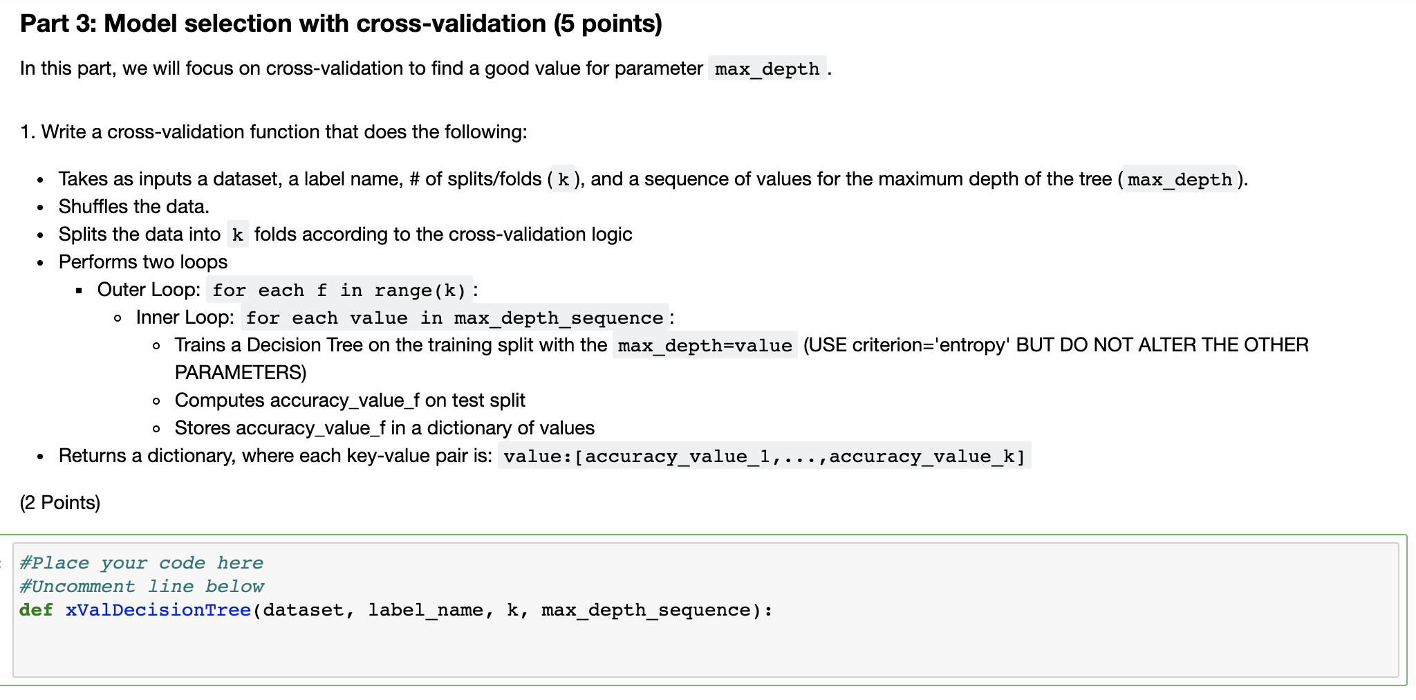 Part 3: Model selection with cross-validation (5 | Chegg.com