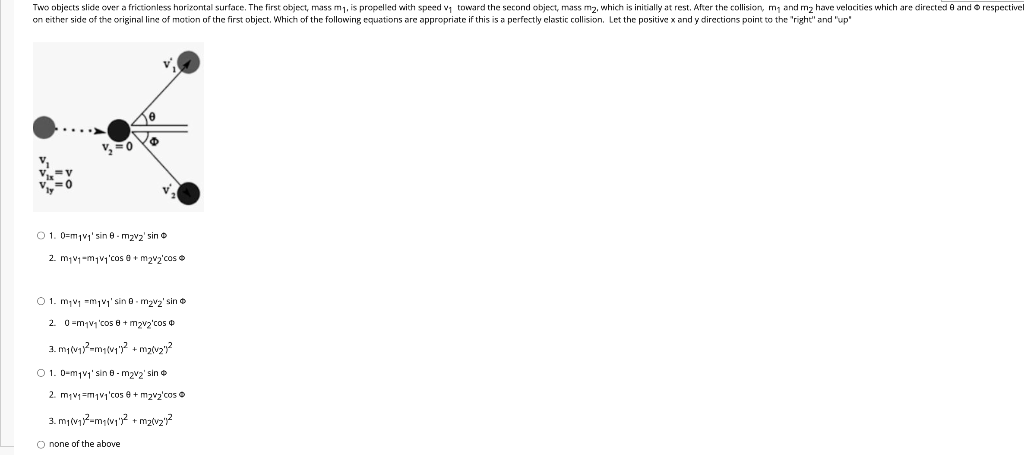 Solved Two objects slide over a frictionless horizontal | Chegg.com