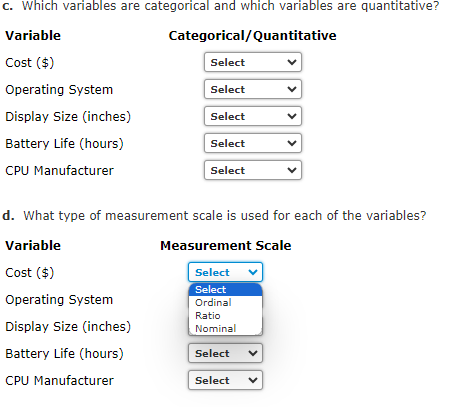 Solved Tablet PC Comparison provides a wide variety of | Chegg.com