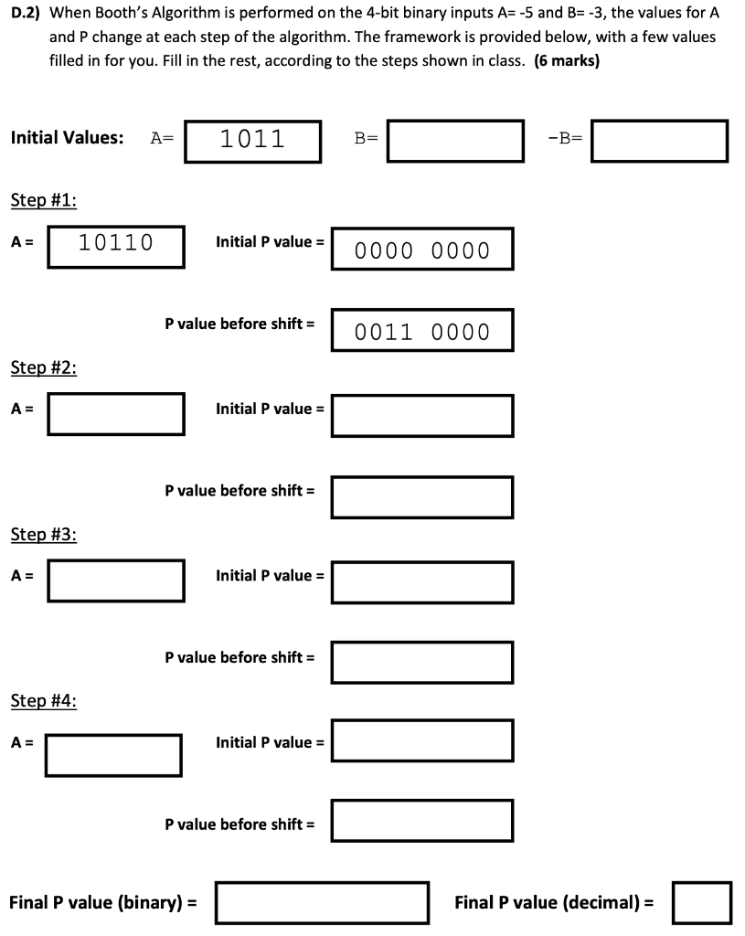 Solved D.2) When Booth's Algorithm is performed on the 4-bit | Chegg.com