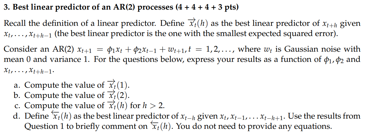 Solved Recall the definition of a linear predictor. Define | Chegg.com