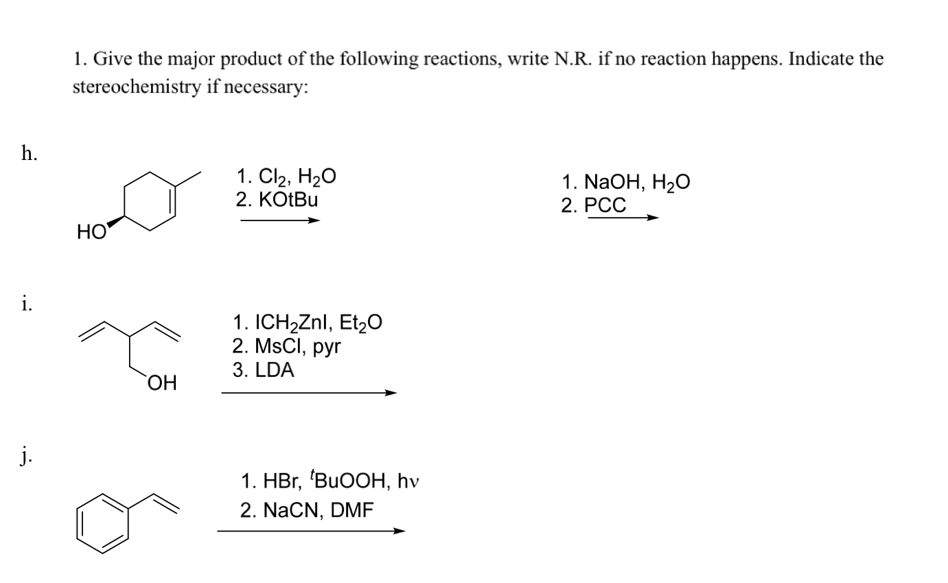 Solved Give the major product of the following reactions, | Chegg.com