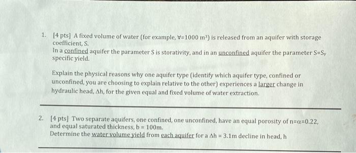 Solved 1. [4 pts] A fixed volume of water (for example, | Chegg.com