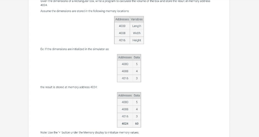 Given the dimensions of a rectangular box, write a | Chegg.com