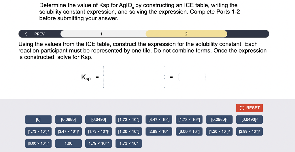 Solved Determine the value of Ksp for AglO3 by constructing | Chegg.com