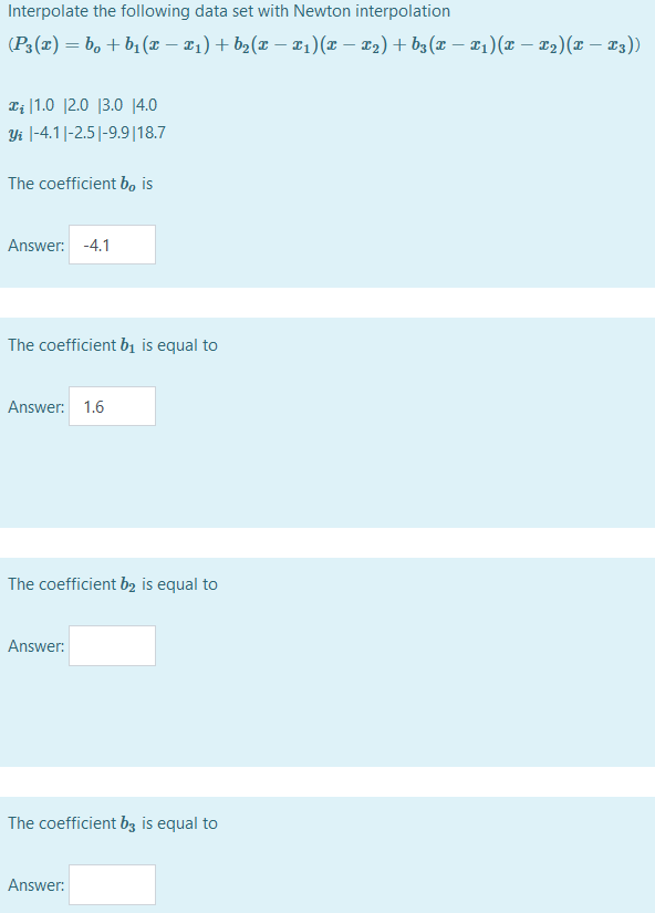 Solved Interpolate the following data set with Newton | Chegg.com