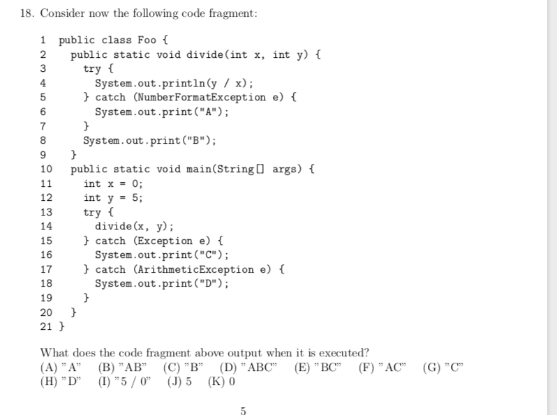 Solved 18. Consider now the following code fragment: 1 | Chegg.com
