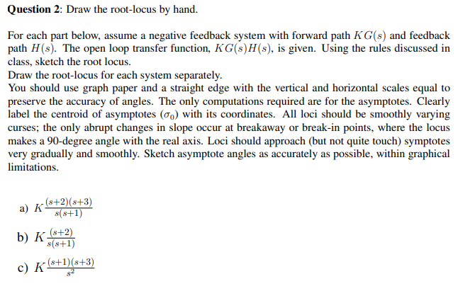 Solved For each part below, assume a negative feedback | Chegg.com