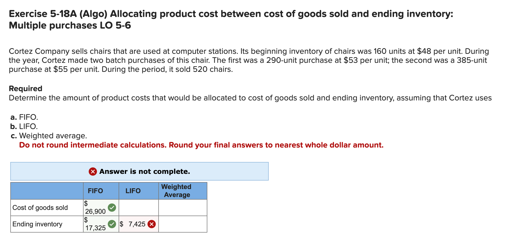 Solved Exercise 5-18A (Algo) Allocating product cost between | Chegg.com